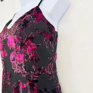 Lulus | Dresses | Lulus Black Floral Burnout Velvet Asymmetrical Midi ...